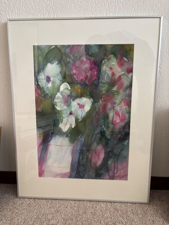 Blumen Aquarell Gemälde von Calemiin, gerahmt, Top Zustand (Gebraucht) in Jegenstorf für CHF 35 ...