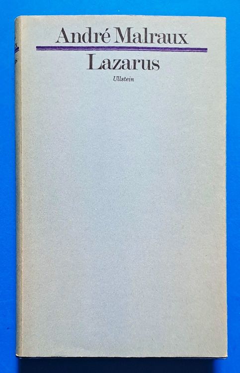 André Malraux: Lazarus. Deutsche Erstausgabe 1980 (Gebraucht) in Zürich ...