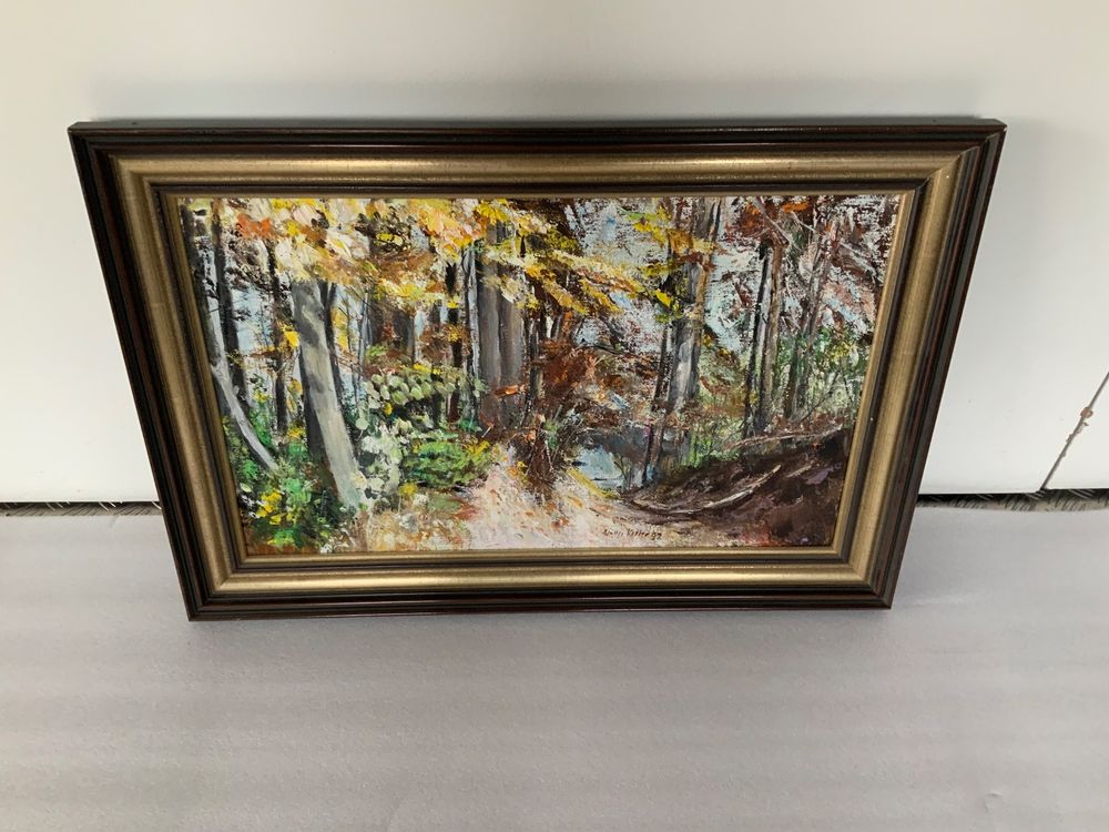Kunstwerk auf Leinwand Bäume Wald Bild inkl Rahmen | Kaufen auf Ricardo