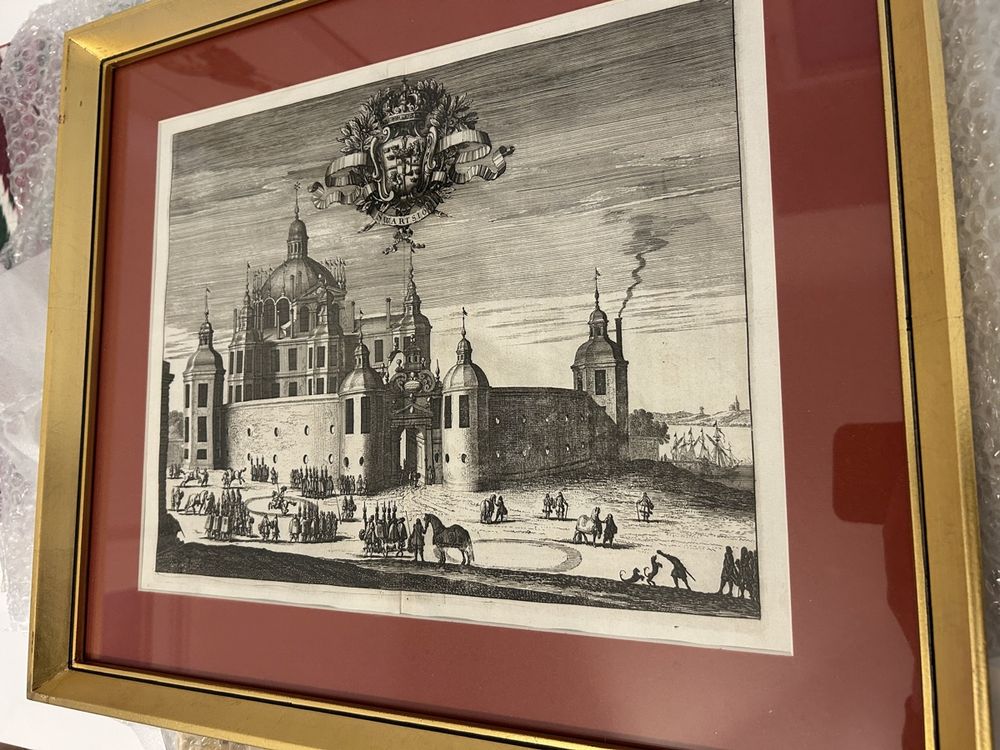 Antiker Kupferstich Schloss, 1750 gerahmt Holzrahmen (Gebraucht) in St. Gallen für CHF 250 – mit ...