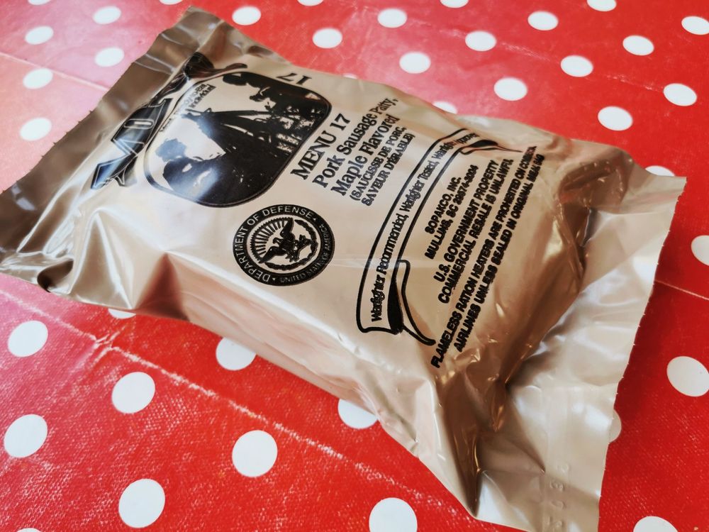 Original US Army MRE Menu #17 Maple Sausage Insp. 2/25 (Neu und ...