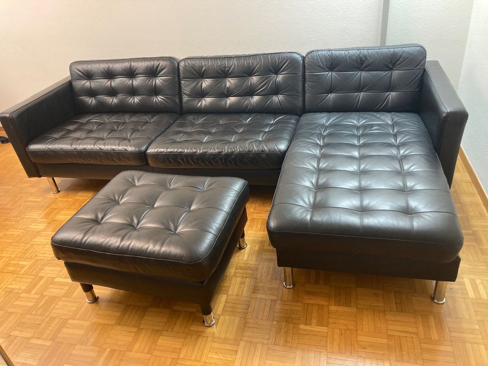 LANDSKRONA 4er Leder-Sofa mit Hocker in sehr gutem Zustand | Kaufen auf ...