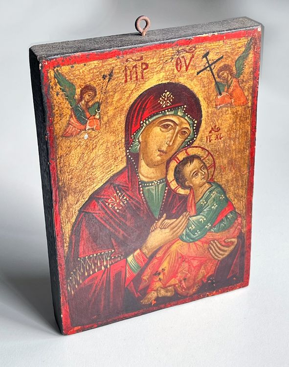 Sehr schöne, handbemalte Ikone aus Holz, Maria mit Jesuskind | Kaufen auf Ricardo