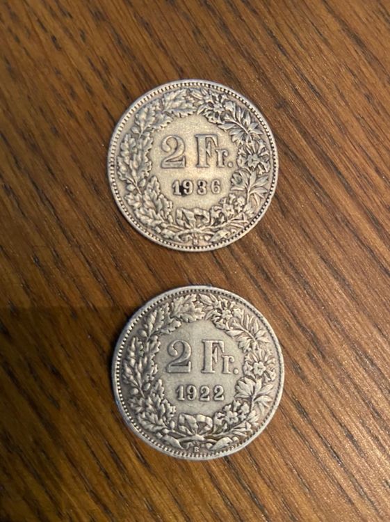 2 Stück 2 Franken Silber 1922 & 1936 | Kaufen auf Ricardo
