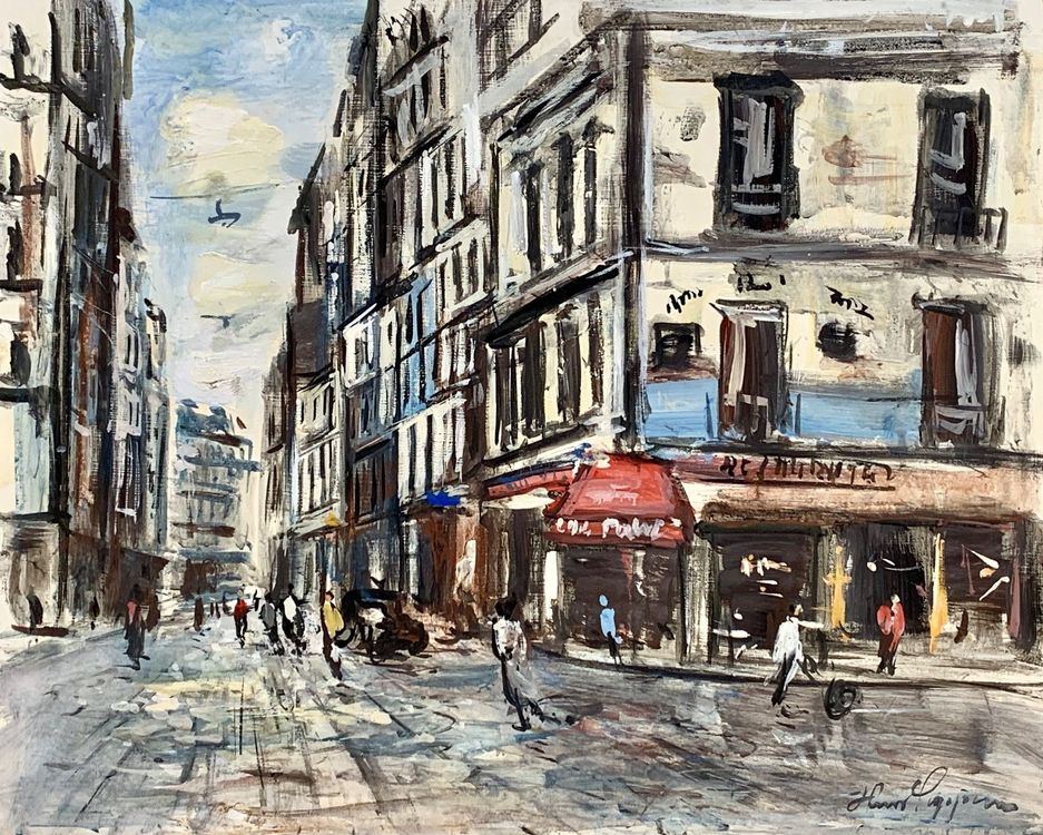 Hans Soppera, "Strassenszene in Paris", Original, signiert. | Kaufen auf Ricardo