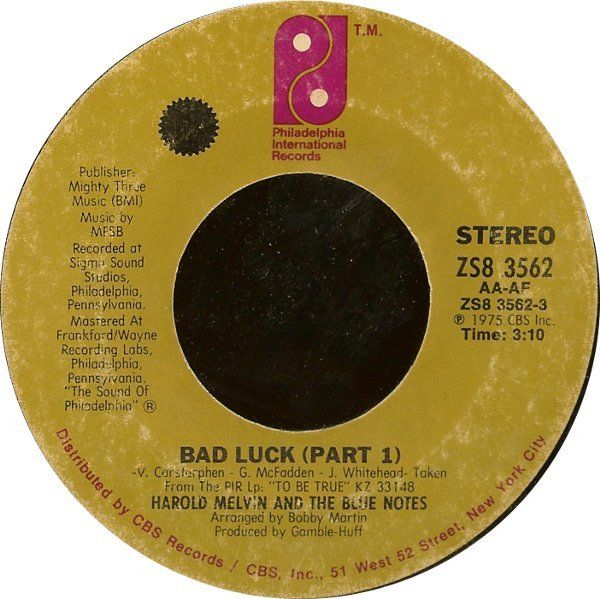 Melvin Harold & Blue Notes: Bad Luck (Part 1 & 2) 7" (Gebraucht) in ...
