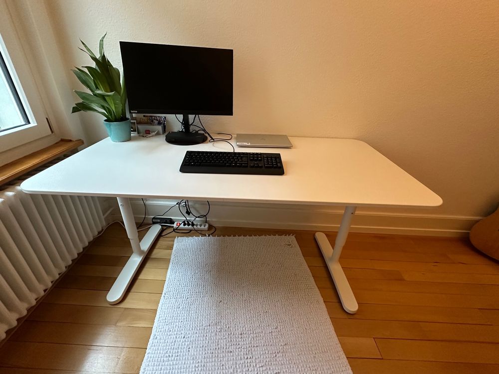 Neuwertiger Ikea Schreibtisch (weiss, höhenverstellbar) (Gebraucht) in ...