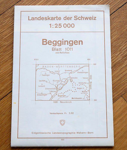 Landeskarte der Schweiz 1:25 000 Blatt 1011 Beggingen (Gebraucht) in Bern für CHF 3 – mit ...