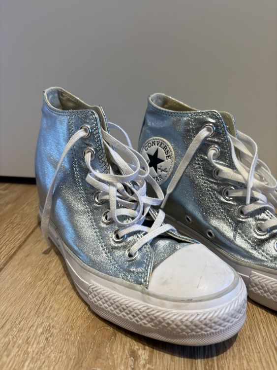 Blue Metallic Silver Converse High Heels (Gebraucht) in Einsiedeln für ...