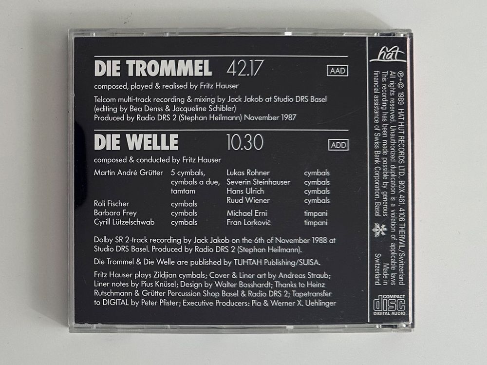FRITZ HAUSER. DIE TROMMEL. DIE WELLE. hat ART CD 6017 (Gebraucht) in ...