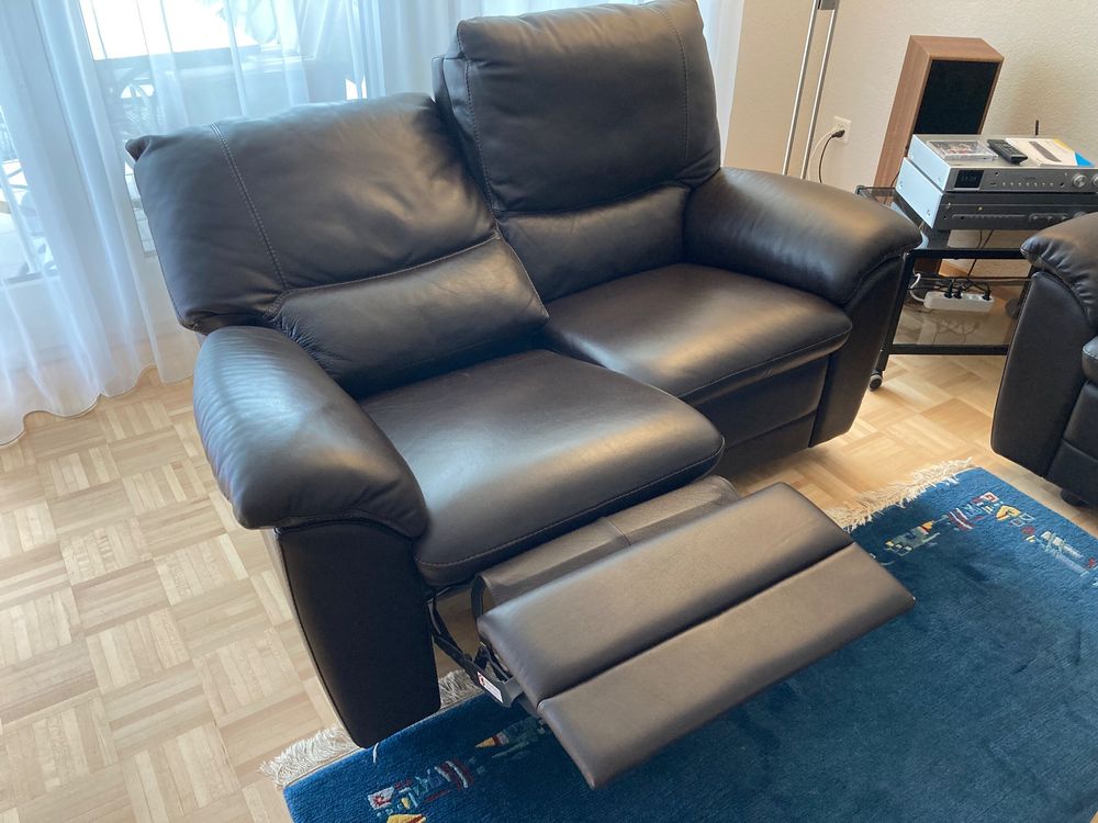 Polstergruppe Leder dunkelbraun, Sofa 3er und 2er (Gebraucht) in Root für CHF 150 – nur Abholung ...