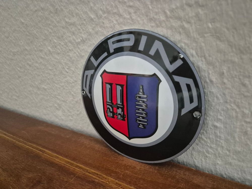 Emailschild BMW Alpina Werkstatt Service Logo Emaille Schild (Neu ...