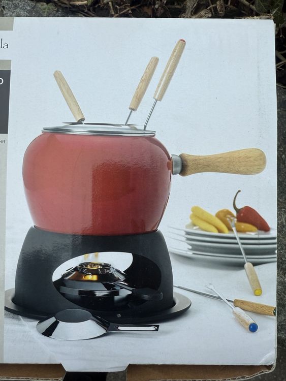 Red Fondue Set, 10 pieces, unused (Neu und originalverpackt) in ...