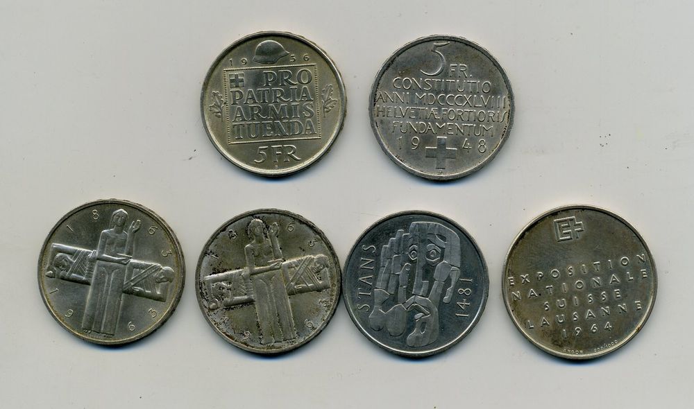 6 x 5 franken (5 x silber) Gedenkmünzen Schweiz | Kaufen auf Ricardo