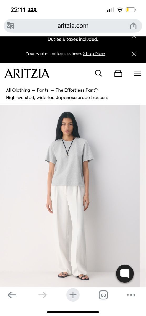 Aritzia, Effortless Pant, curve fit, size 8, NEW (Neu (gemäss ...