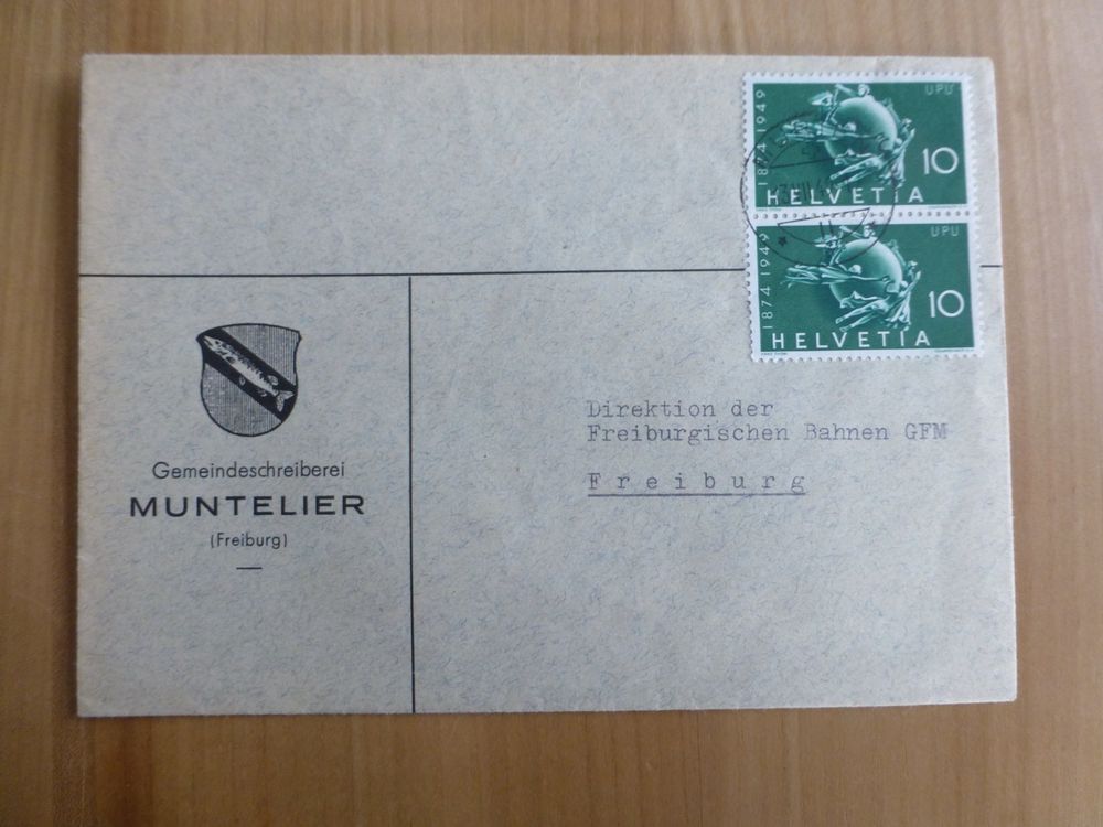 Muntelier, Gemeindeschreiberei FR 1949 (Gebraucht) in Bettlach für CHF 1.5 – mit Lieferung auf ...