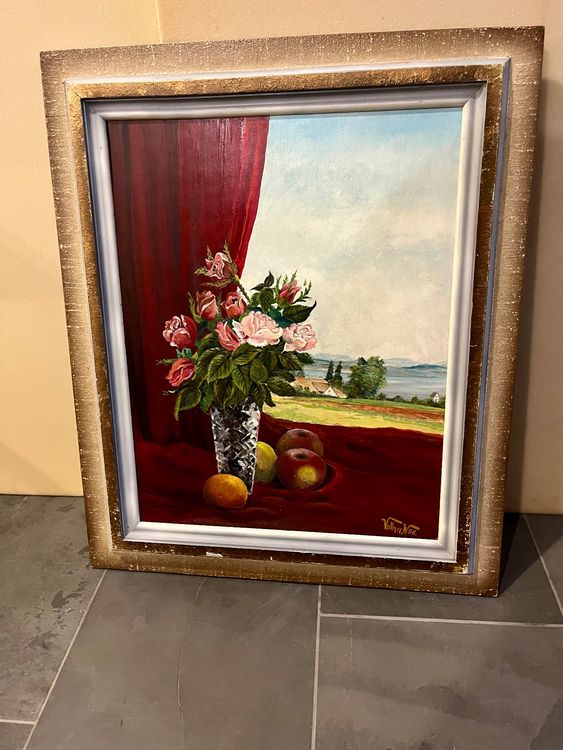 Vollmer W. Ölgemälde Stilleben, signiert, gerahmt | Kaufen auf Ricardo