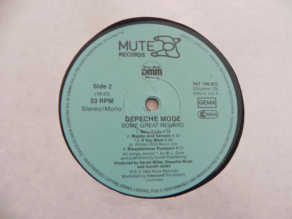 LP Engl. Synth. Rock Pop Depeche Mode 1984 Some great Reward (Gebraucht ...