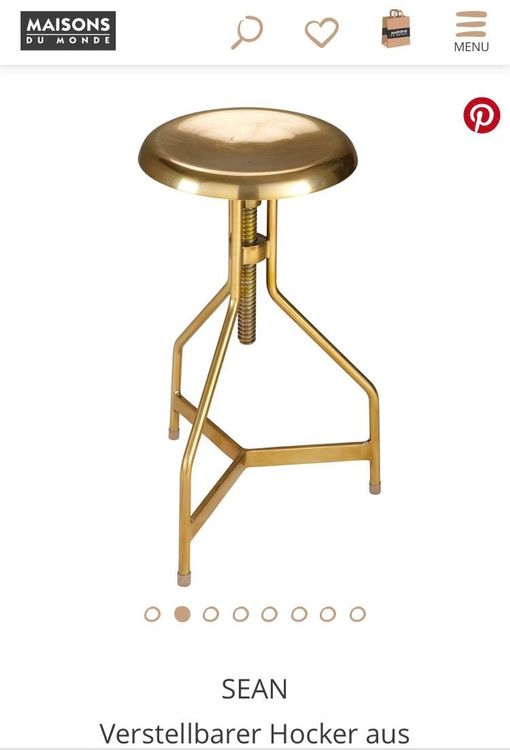 Barhocker Hocker höhenverstellbar gold Messing Metall | Kaufen auf Ricardo
