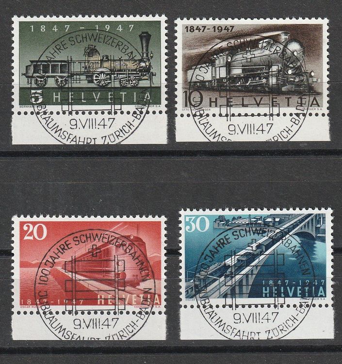 1947 100 Jahre Schweizer Eisenbahnen ET - Vollstempel (Neu und originalverpackt) in Homburg für ...