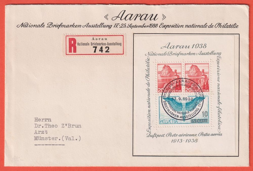17.9.1938 Aarauer Block W11 FDC (Gebraucht) in Sarmenstorf für CHF 8 – mit Lieferung auf Ricardo ...