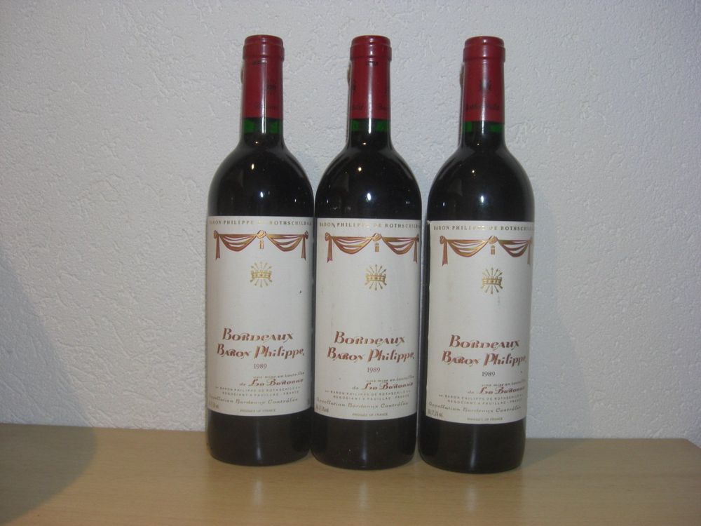 3 Bt. BARON PHILIPPE DE ROTHSCHILD, 1989 (D'occasion) à pour CHF 30 ...