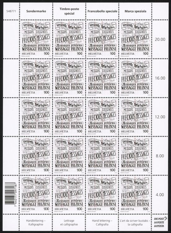 Kleinbogen Handlettering - Kalligraphie 2019 Postfrisch (Neu (gemäss Beschreibung)) in Basel für ...