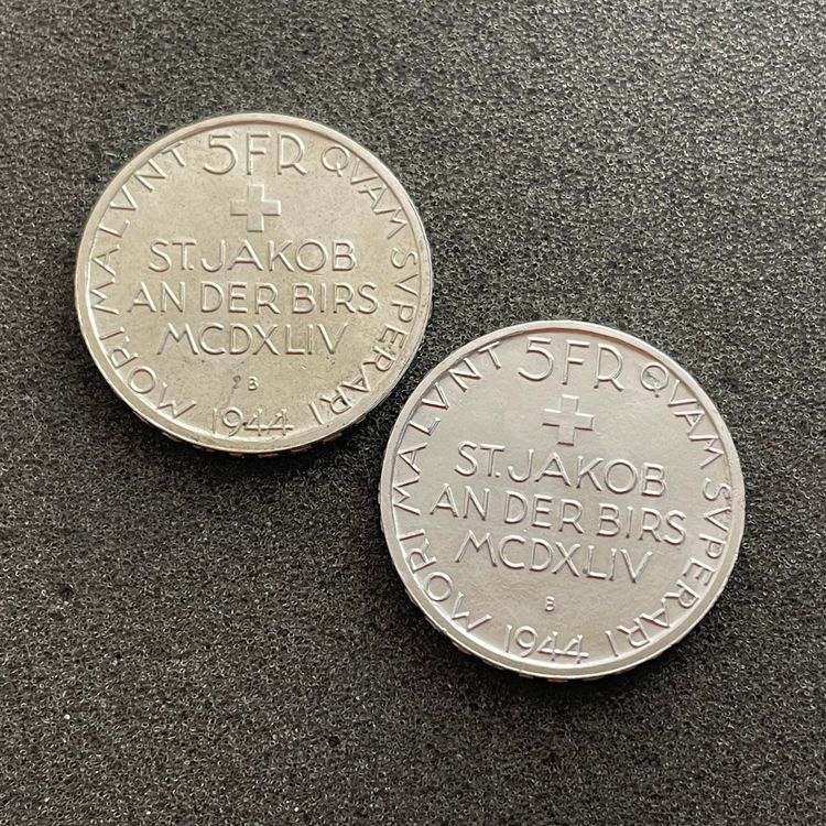 2 x 5 Franken Silber 1944 St. Jakob | Kaufen auf Ricardo
