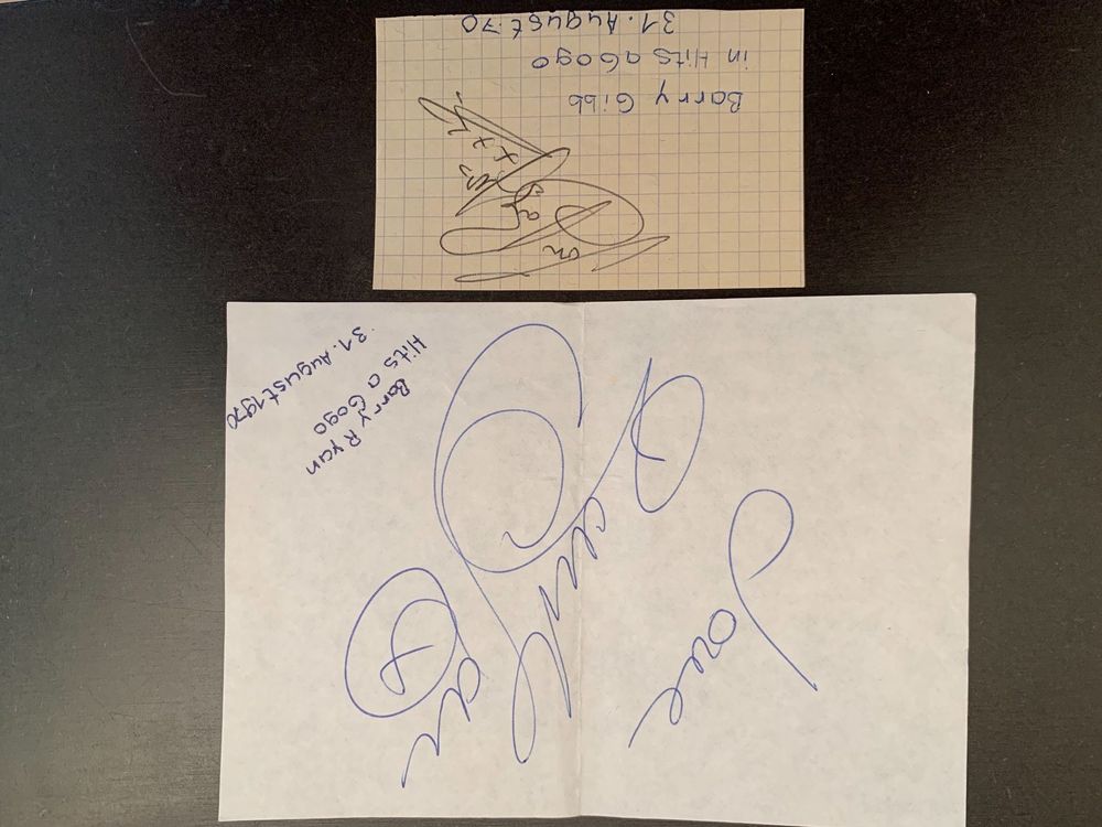 Autogramme von Barry Gibb und Barry Ryan | Kaufen auf Ricardo