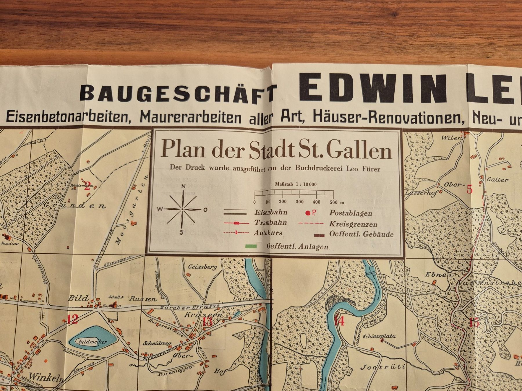 Rarität alter Stadtplan St.Gallen ca. 1900, Vintage (Gebraucht) in ...