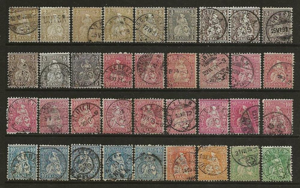Sitzende Helvetia gezähnt kleines Lot saub Stempel (Gebraucht) in ...