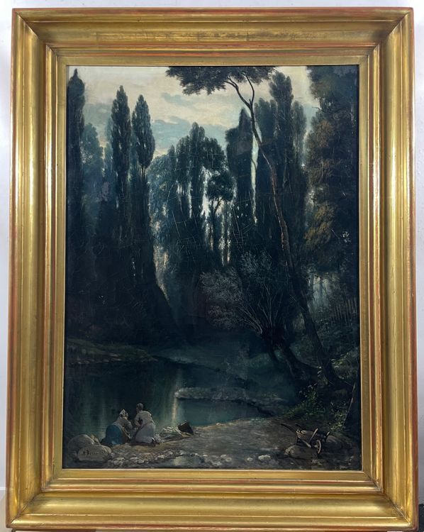 Antikes grosses Gemälde mit Damen am Flussufer Signiert (Gebraucht) in Root für CHF 124 – nur ...