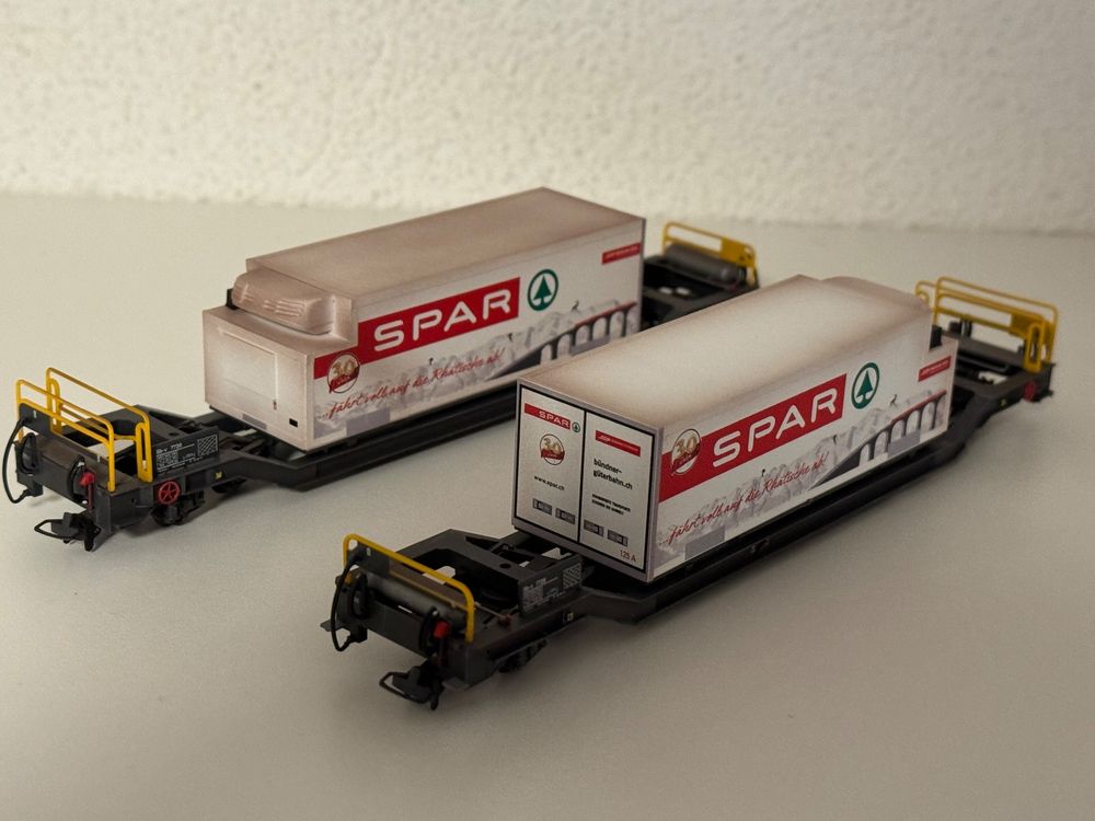 Bemo H0m RhB 2 Stück Sb-v Container Spar Pirovino Finish (Neu (gemäss ...