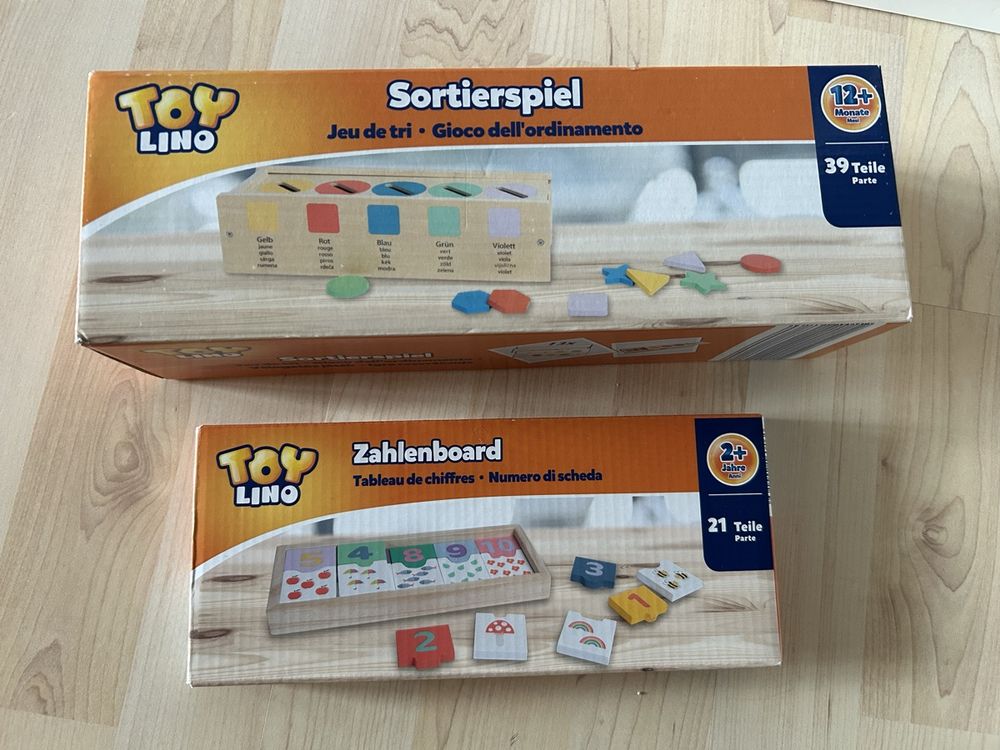 Toy Lino Educational Bundle: Shape Sorter & Number Board (Neu (gemäss ...