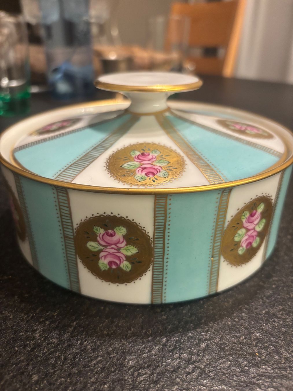 Thomas Porzellan Dose mit Deckel, 1968, Handbemalt, signiert (Gebraucht ...