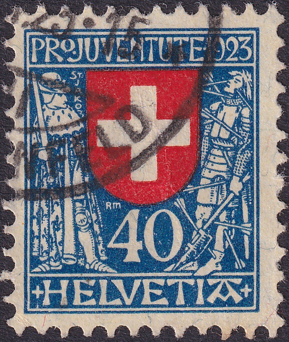 1923: J28 (SCHWEIZ) sehr gut gezähnt mit Eckstempel, K: 45.- (Gebraucht ...
