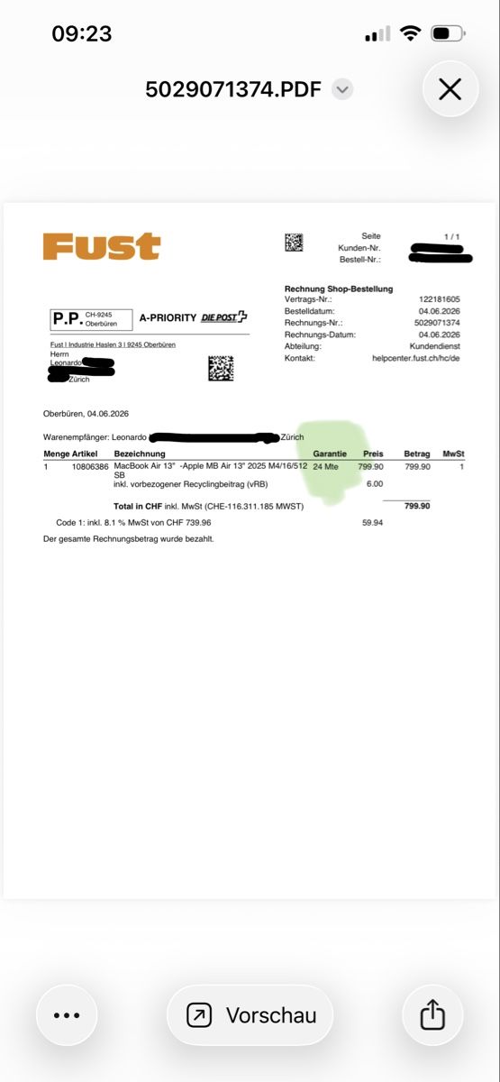 MacBook Air M4 13” – Sky Blue – 16 GB RAM / 512 GB SSD (Neu (gemäss ...