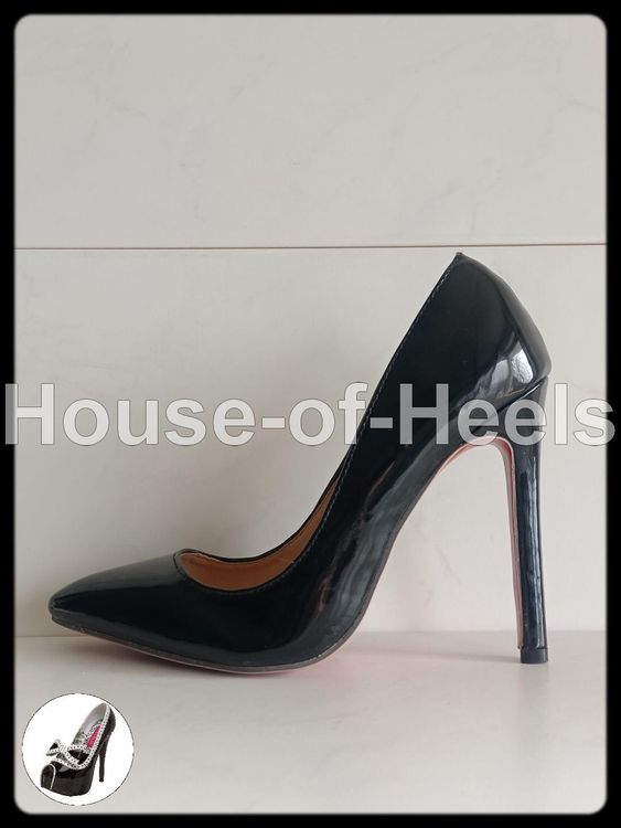 ♥ Escarpins 369Cat 36 talon 12cm simili-cuir noir verni | Kaufen auf ...