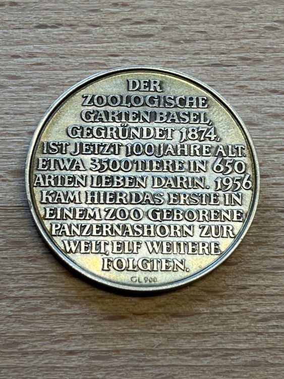 Silbermedaille - Basler Zoo 1974 (Gebraucht) in Kallnach für CHF 17 – mit Lieferung auf Ricardo ...