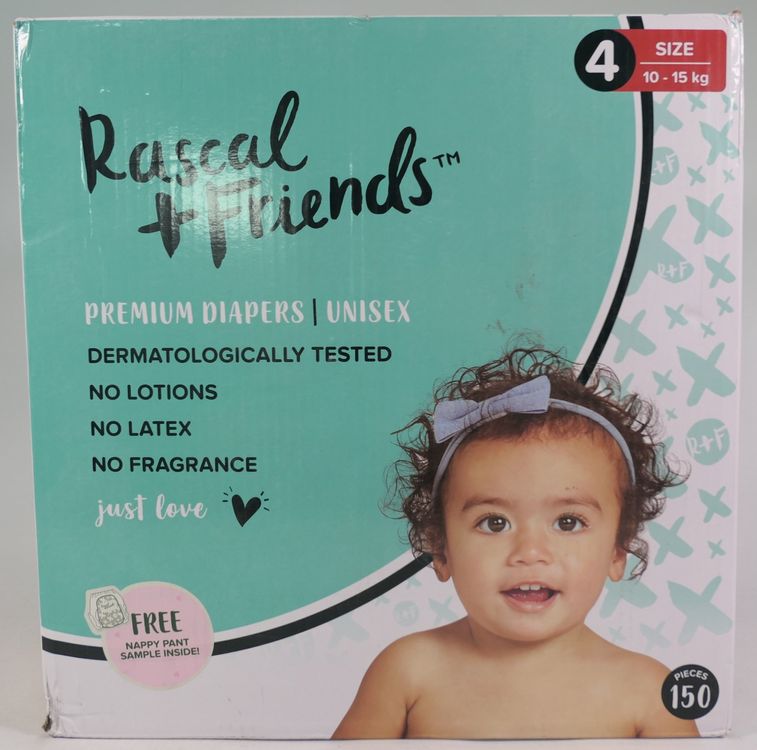 Rascal and Friends Premium Windeln Gr.4 10- 15 Kg 150 Stück (Neuf avec ...
