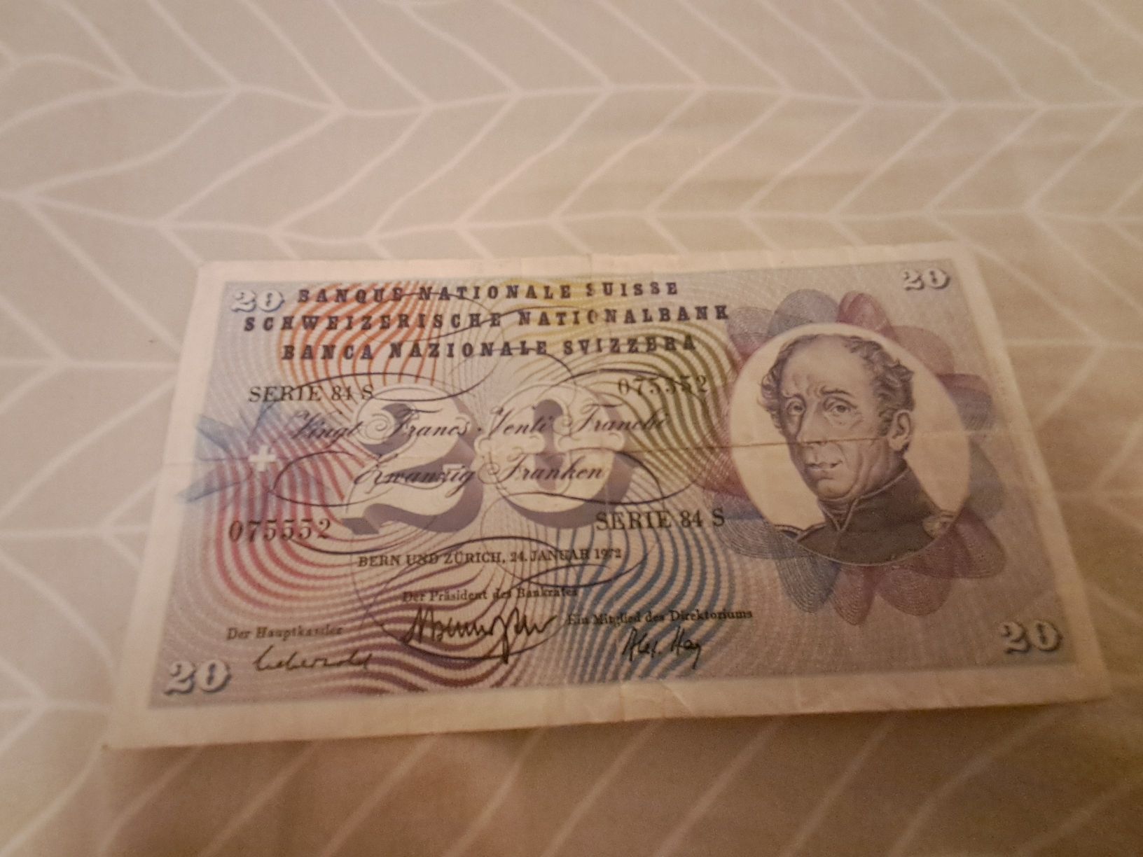 20er Note, Schweiz, 24. Januar 1972, Serie 84 S (Gebraucht) in Diegten ...