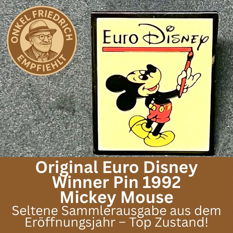 Original Disney Pin Euro Disney Mickey Mouse Winner 1992 Ära (Gebraucht ...