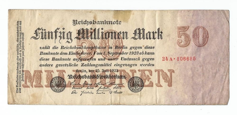 Reichsbanknote Deutschland 50 Millionen Mark | Kaufen auf Ricardo