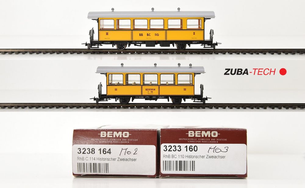 Bemo 2x Historische Personenwagen der Bernina Banh H0m GS OV (Neu (gemäss Beschreibung)) in St ...