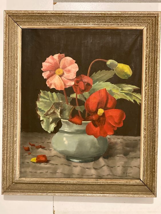 O. Gujer 1941 Stilleben signiert mit Blumen in Vase (Gebraucht) in ...