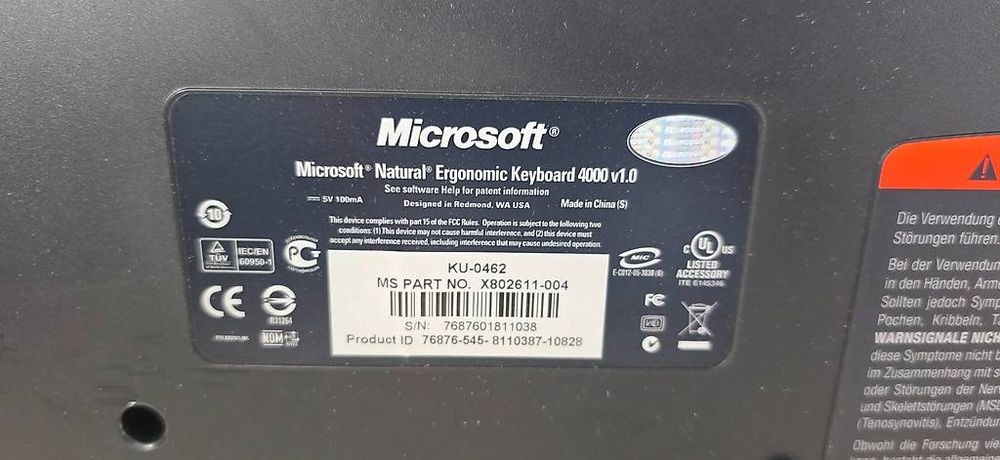 Microsoft natural Ergonomic Keyboard 4000 v1.0 (Gebraucht) in ...