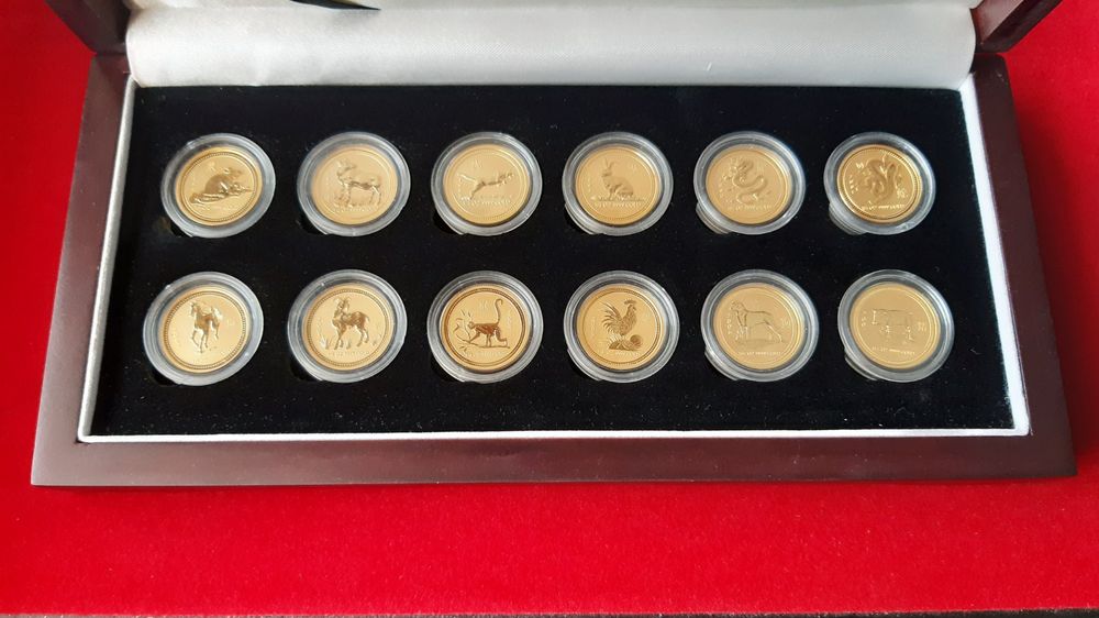 Gold Lunar Set (Serie I: 1996-2007) 12x 1/4 Unze Gold 9999 (Neu (gemäss ...