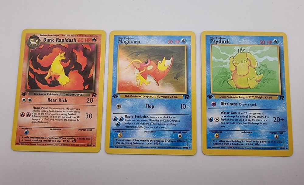 Dark Rapidash,Magikarp,Psyduck - 1 Ed.Team Rocket EN (Gebraucht) in ...