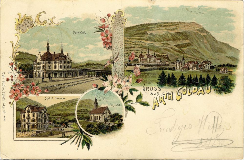 Arth SZ Arth Goldau 4 Bildkarte Gruss aus . Nr.1255 , 1900 (Gebraucht ...