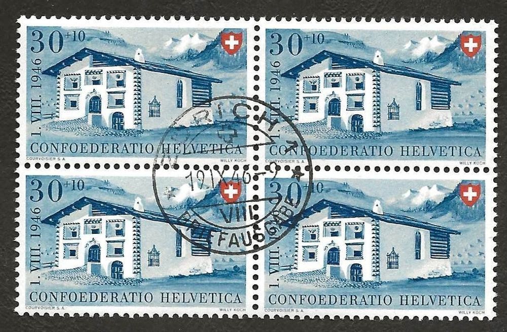 RS Schweiz Pro Patria 1946 Viererblock ZÜRICH 19.IX.46 100.- | Kaufen auf Ricardo